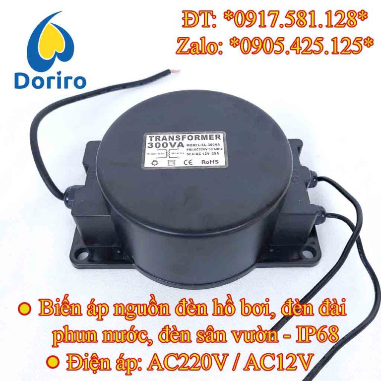 Biến áp nguồn AC220V/AC12V cho đèn hồ bơi, đèn đài phun nước, đèn sân ...